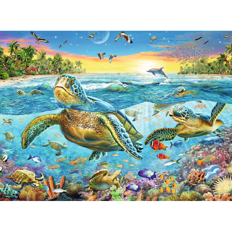 SWIM WITH SEA TURTLES 100 PC PUZZLE PUZZLES - OfficeMeadow Your Office ...