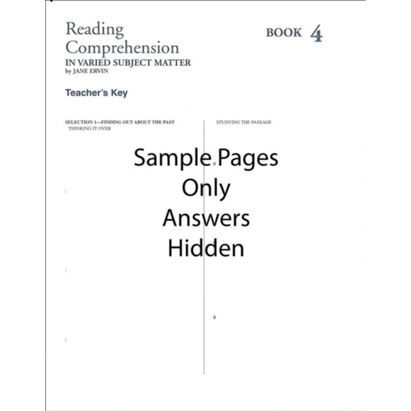 Reading Comprehension Book 4, Grade 6, Teacher's Key (Homeschool ...
