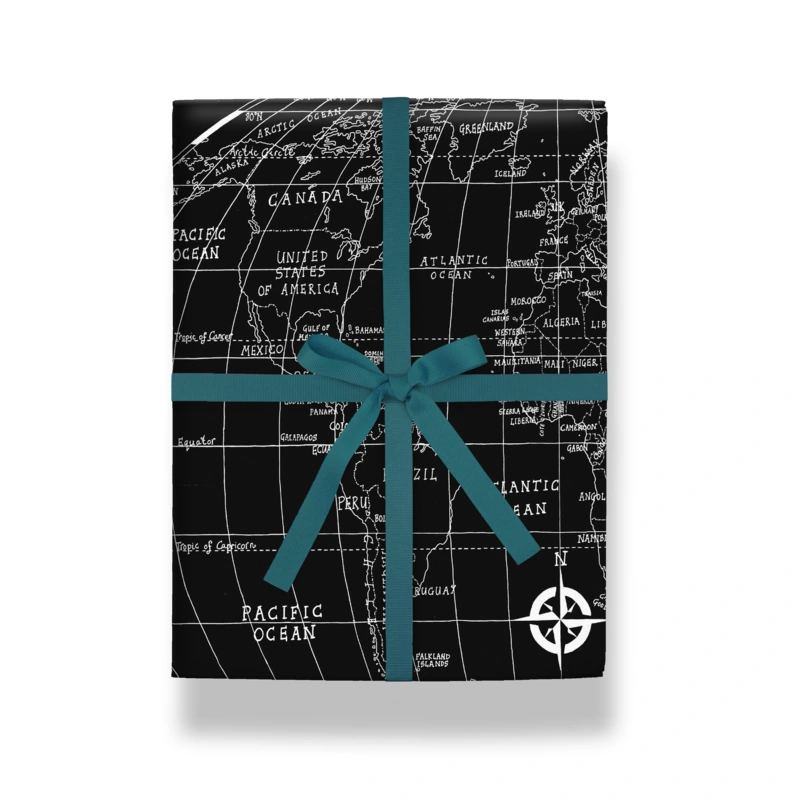 Atlas Illustrated World Map Gift Wrap - OfficeMeadow Your Office Supply ...