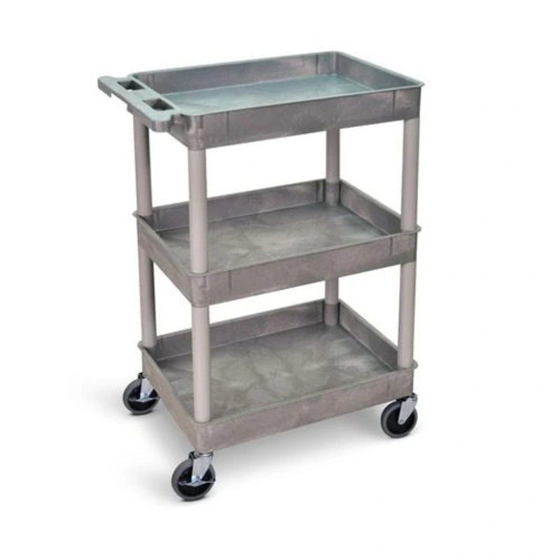GPC Plastic Multi Purpose Trolley 3 Tray Grey 150kg Capacity ...