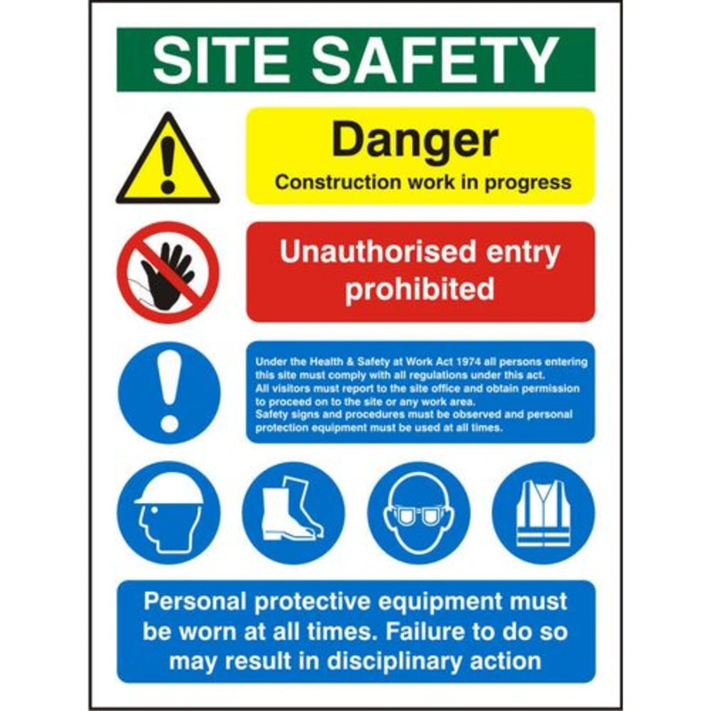 Site Sign Construction Site Safety Fluted Board 60 x 45 cm ...